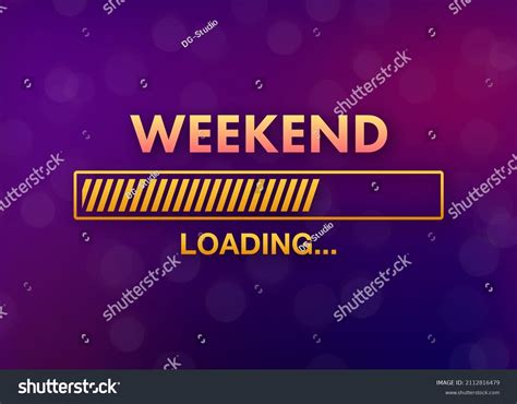 Cartoon Weekend Loading Print Design Black Stock Vector Royalty Free
