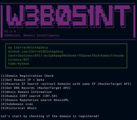W3b0s1nt Webosint A Python Script For Passive Domain Intelligence Gathering