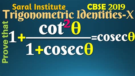 Prove That 1 Cot 2⁡θ 1 Cosec⁡θ Cosec⁡θ 1 Cot Square Theta 1 Cosec Theta Cosec Theta