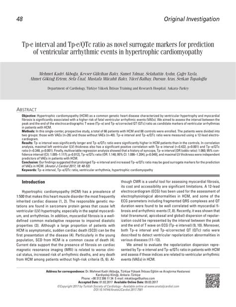 Pdf Tp E Interval And Tp Eqtc Ratio As Novel Surrogate Markers For