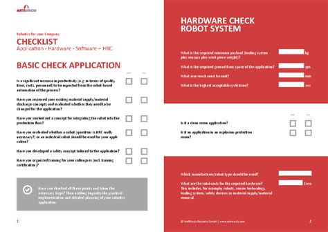 2021 robotics checklist artiminds basic check application robotics
