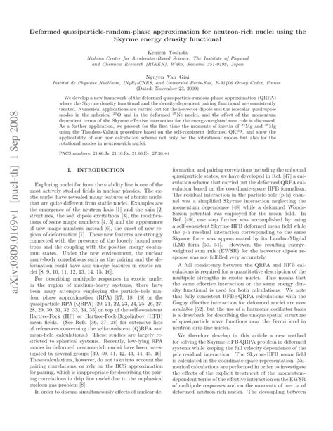 Pdf Deformed Quasiparticle Random Phase Approximation For Neutron Rich Nuclei Using The Skyrme