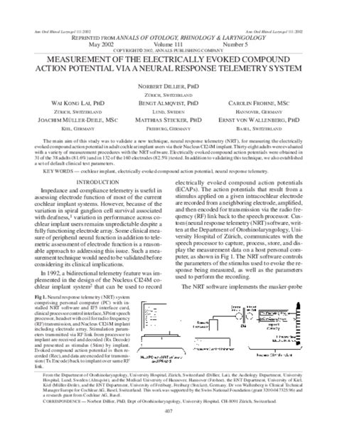Pdf Reducing Blanking Artifact In Electrically Evoked Compound Action Potentials Angel La