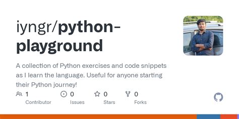 Github Iyngr Python Playground A Collection Of Python Exercises And Code Snippets As I Learn