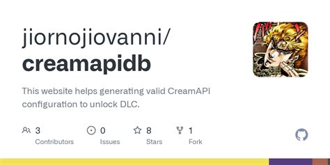 GitHub Jiornojiovanni Creamapidb This Website Helps Generating Valid CreamAPI Configuration