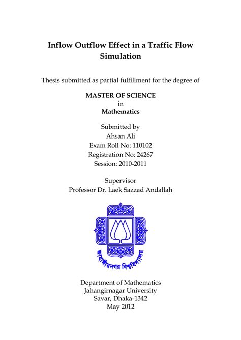 Pdf Inflow Outflow Effect In A Traffic Flow Simulation