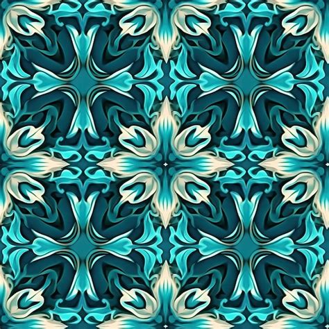 Premium AI Image Beautiful Classy Seamless Turquoise Color Dominant Vintage Pattern AI Generated
