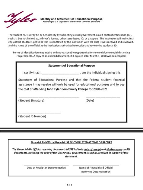 Fillable Online Identity Educational Purpose Statement Fax Email Print