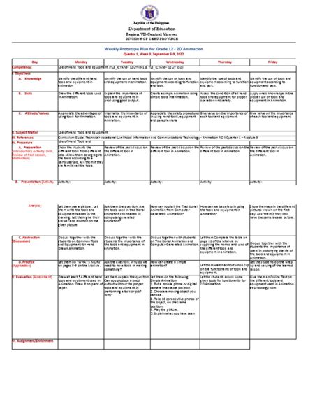 Weekly Prototype Plan Q1 W3 Download Free Pdf Animation Tools
