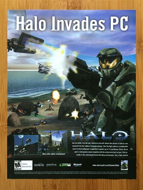2001 Halo Combat Evolved Original Xbox Pc Print Ad Poster Official Fps