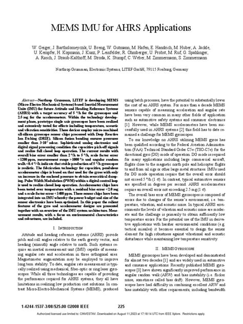 Mems Imu For Ahrs Applications Download Free Pdf Gyroscope Accelerometer