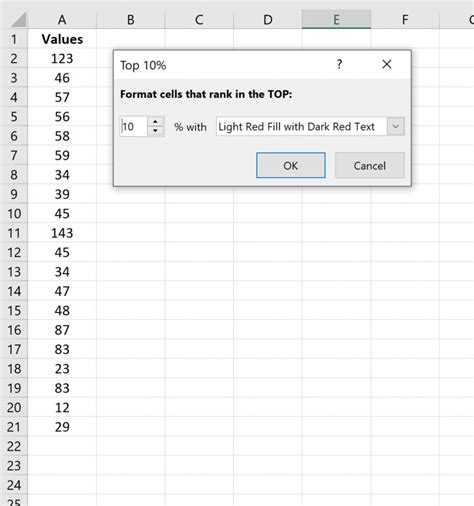 How To Find The Top 10 Of Values In An Excel Column