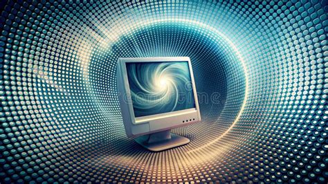 data vortex a halftone computer swirling in a digital whirlpool ai