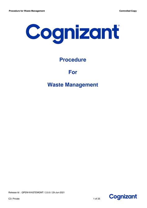 SOLUTION: Procedure for waste management - Studypool