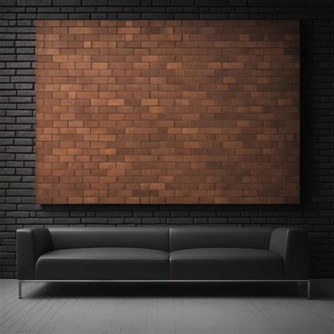 Emp를 사용한 현대 갈색 벽돌 벽 배경의 거실 3d 렌더링의 현대적인 인테리어 디자인 프리미엄 사진