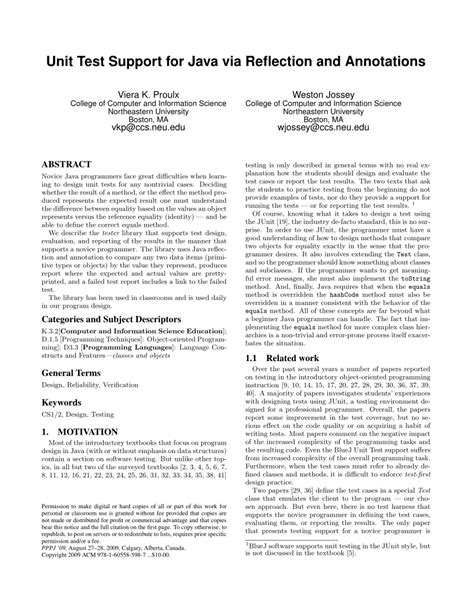 Pdf Unit Test Support For Java Via Reflection And Annotations