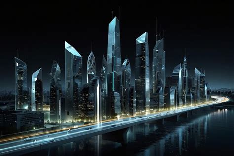 Futuristic Timeflow Cityscape Data Streams Premium Ai Generated Image
