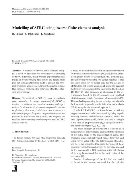 pdf modelling of sfrc using inverse finite element analysis dokumen