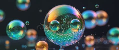 Viscosity Exploration Colorful Bubble Experiments In A Macro Science Environment Stock Image