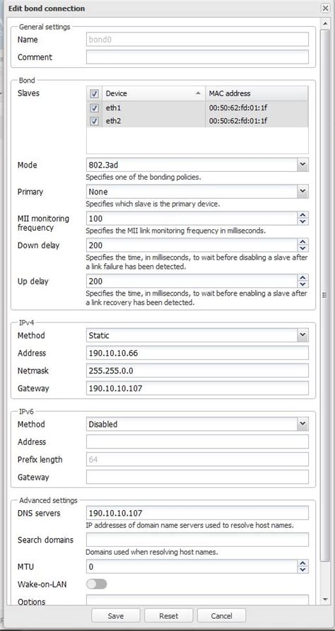 Adjusts For Bonding Of Two Network Cards Network Openmediavault