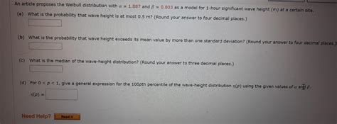 Solved An Article Proposes The Weibull Distribution With Chegg