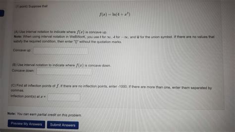 solved 1 point suppose that a use interval notation to