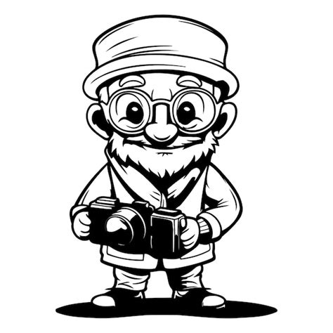 Premium Vector Vector Illustration Of An Old Man With A Camera On A