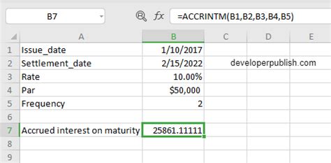 How To Use ACCRINTM Function In Excel DeveloperPublish