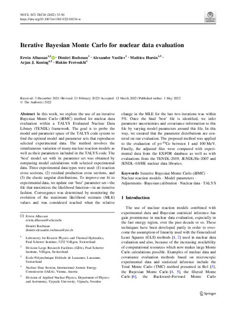Pdf Iterative Bayesian Monte Carlo For Nuclear Data Evaluation