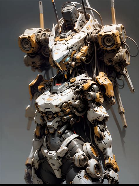 스탠드 위에 총을 든 로봇의 클로즈업 Seaart Ai