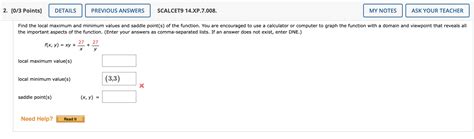 Solved [0 3 Points] Scalcet9 14 Xp 7 008 Find The Local