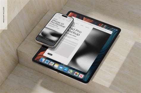 아이폰 15 프로와 아이패드 프로 모크업 관점 프리미엄 Psd 파일