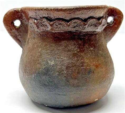 Old Primitive Navajo Native American Pottery Jar Double Handled Pot