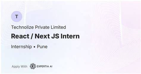 React Next Js Intern Job Pune Fresher