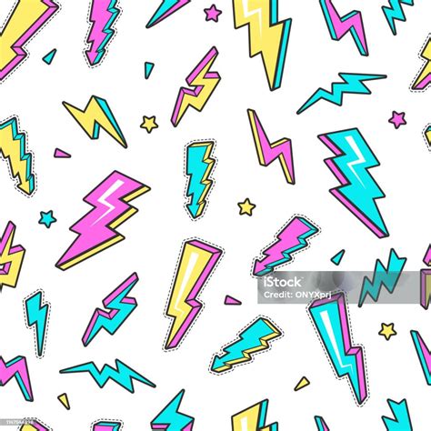 썬 더 볼트 패턴 하늘 번개 경고 전압 기호 전기 플래시 벡터 원활한 배경 번개에 대한 스톡 벡터 아트 및 기타 이미지 번개 복고풍 패턴 Istock
