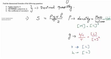 Derive The Dimension Of Surface Tension
