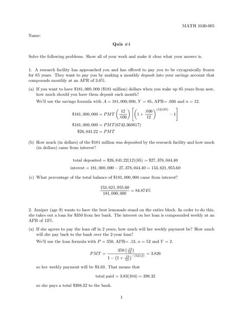 Quiz 4 With Solutions Introduction To Quantitative Reasoning Math