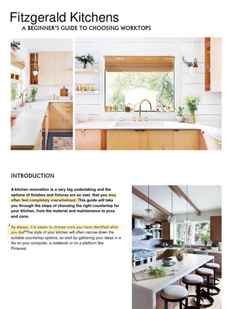 Fitzgerald Beginners Guide To Choosing Worktops Pdf Countertop Sink
