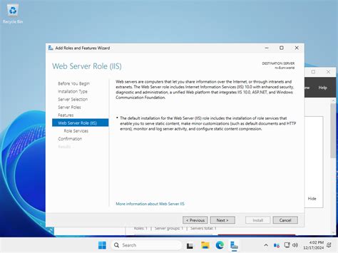 windows server 2025 iis install server world