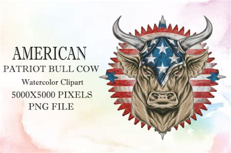 American Patriot Bull Cow Watercolor Cli Graphic By Creativesvg · Creative Fabrica