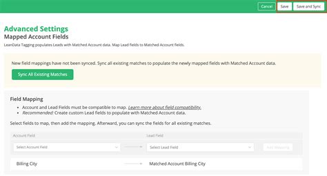 Matching Mapped Account Fields Guide Leandata Help Center