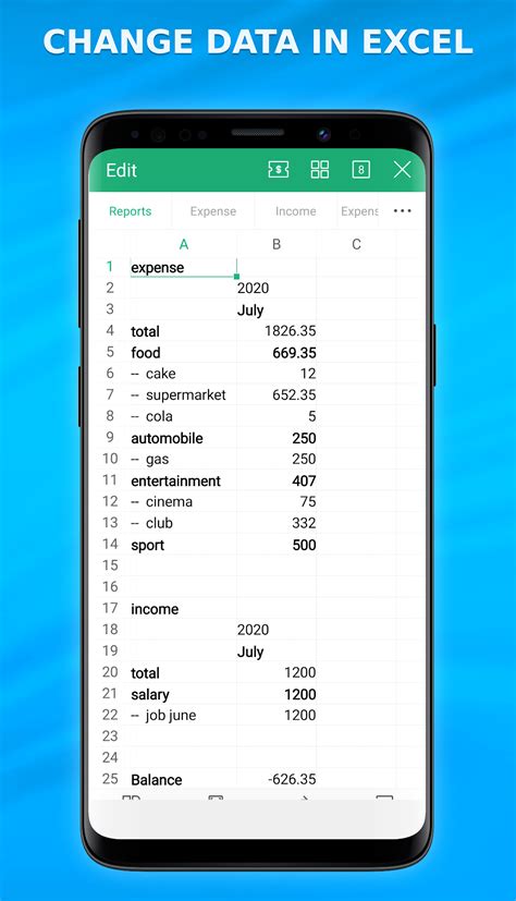 money manager in excel for android download