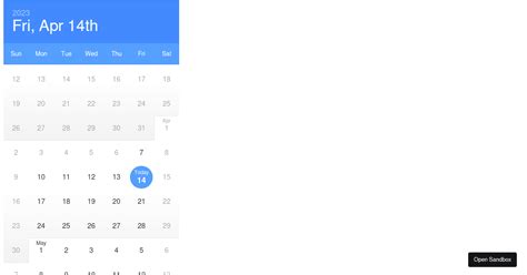 React Infinite Calendar Codesandbox