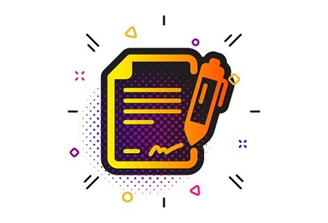 문서 아이콘에 서명합니다 계약 서명 서명 계약 파일입니다 벡터 계약서에 대한 스톡 벡터 아트 및 기타 이미지 계약서 고급 동의 Istock
