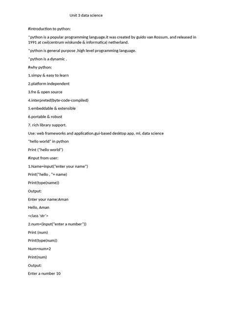 Introduction To Python Pdf Python Programming Language Computer Programming