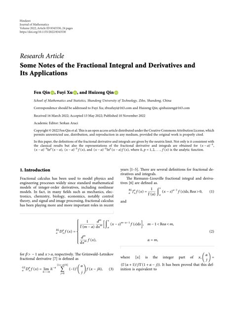 Pdf Some Notes Of The Fractional Integral And Derivatives And Its