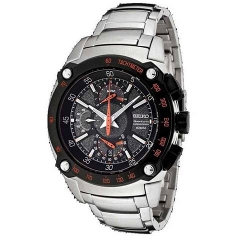 Seiko Sportura Spc039p1 Quartz Chronograph Watch 7t85 Tachymeter Steel