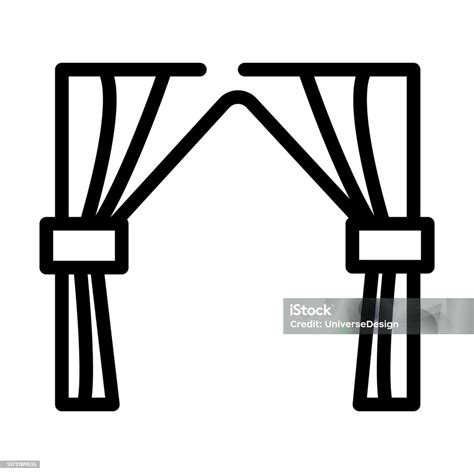 시네마 커튼 얇은 라인 아이콘 극장 영화 개념 고립 된 윤곽 기호에서 무대 선형 아이콘 웹 디자인 및 앱에 대한 벡터 그림 기호 요소입니다 0명에 대한 스톡 벡터 아트 및