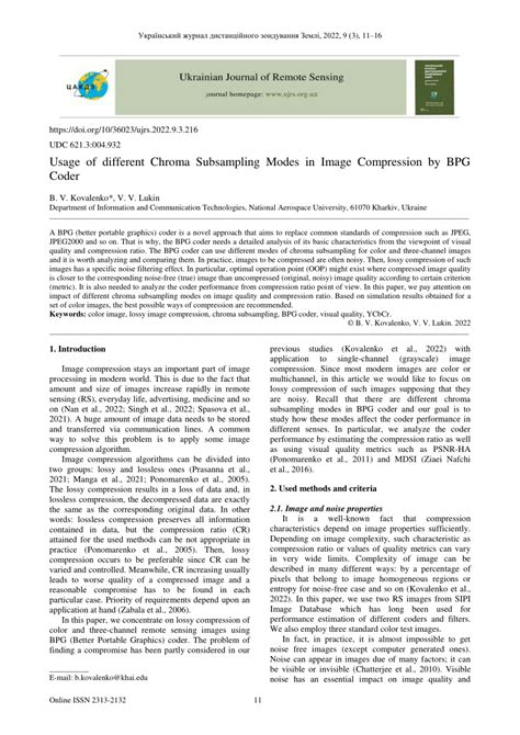 Pdf Usage Of Different Chroma Subsampling Modes In Image Compression