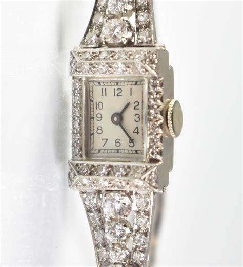 Art Deco Platinum Ladies Wristwatch With Diamonds For Sale At 1stdibs